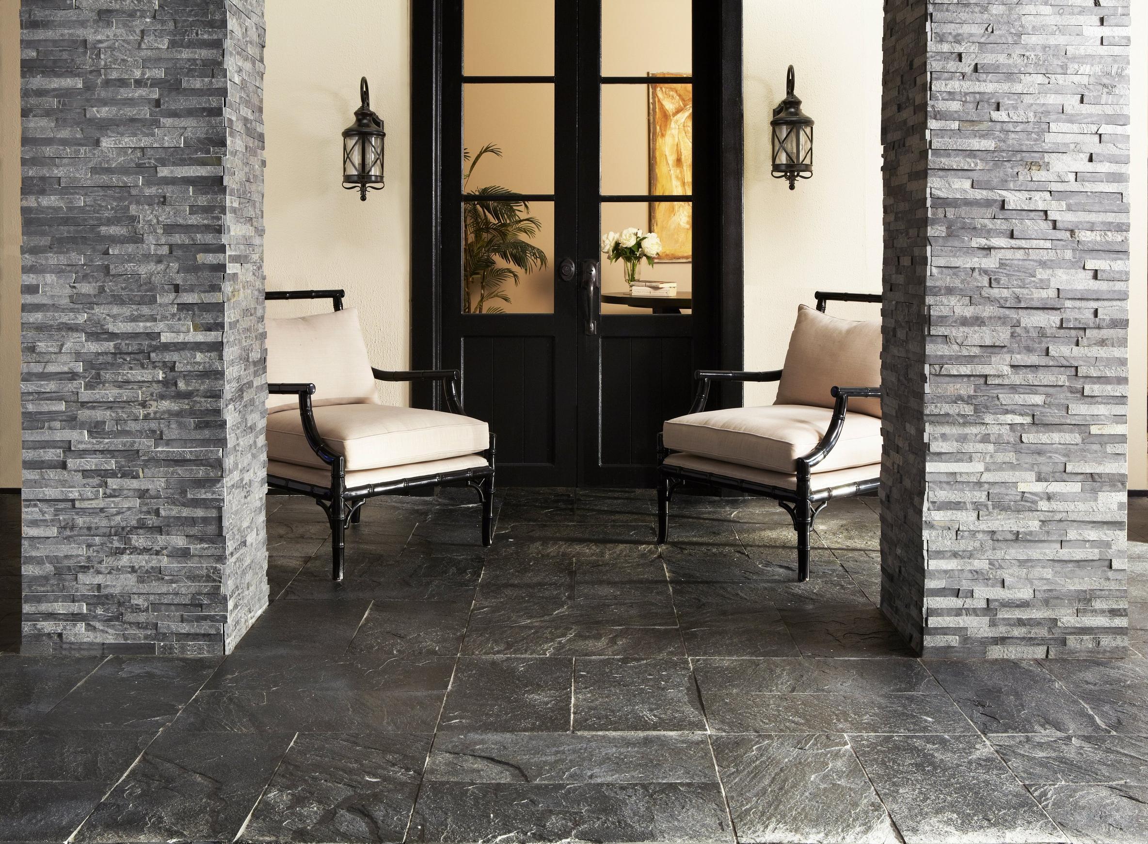 Quartz Slate Stone Flooring on Lounge Patio | Floor and Decor
