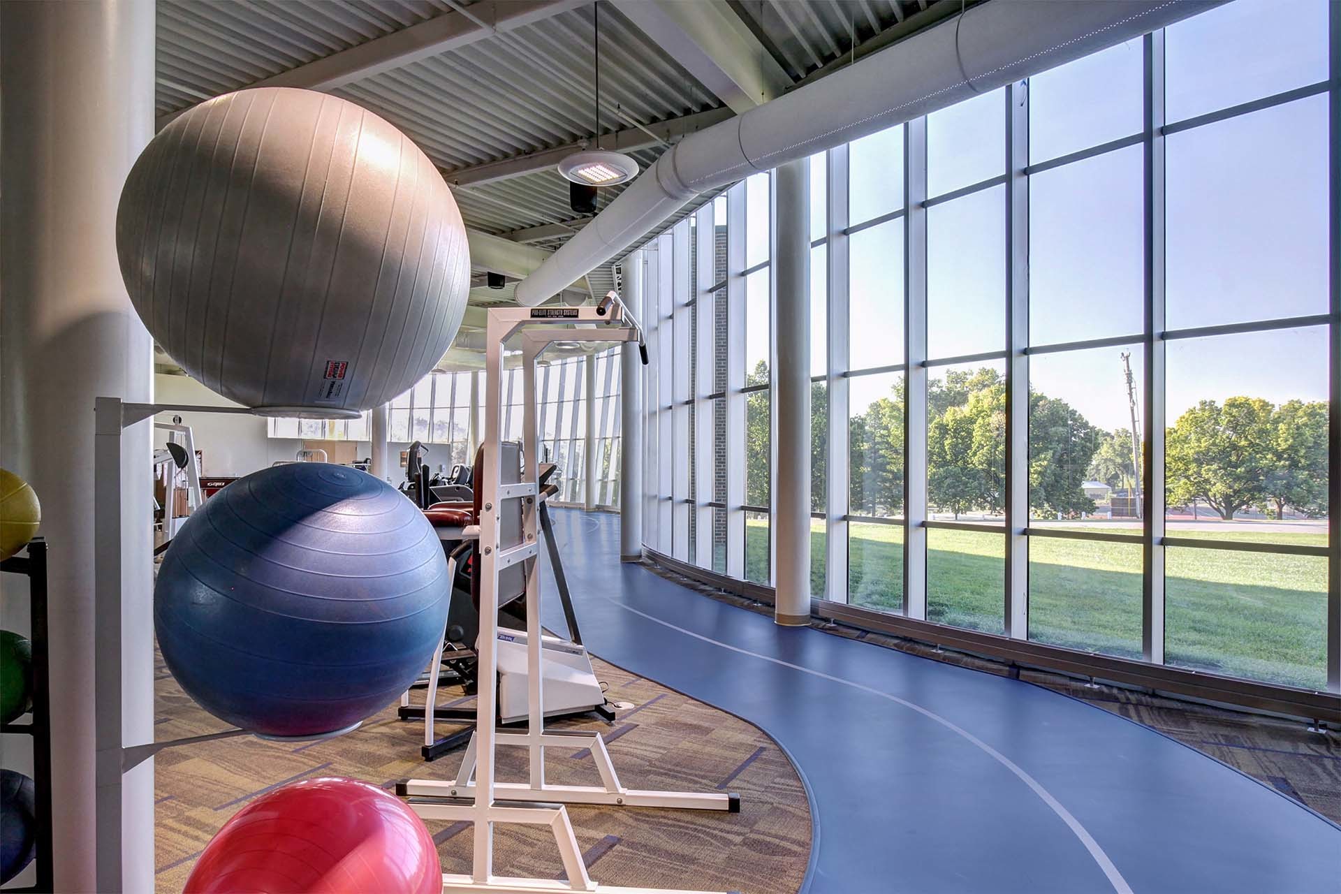 SageGlass Butler County interior indoor track weight room | SageGlass