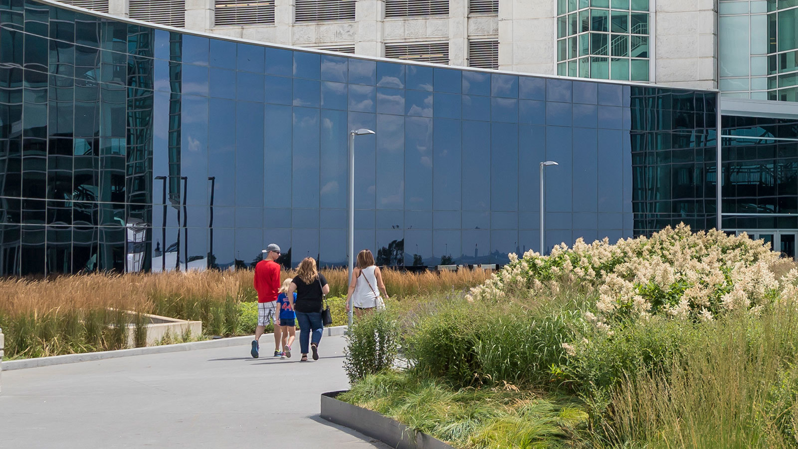 SageGlass The Yard exterior windows walkway | SageGlass