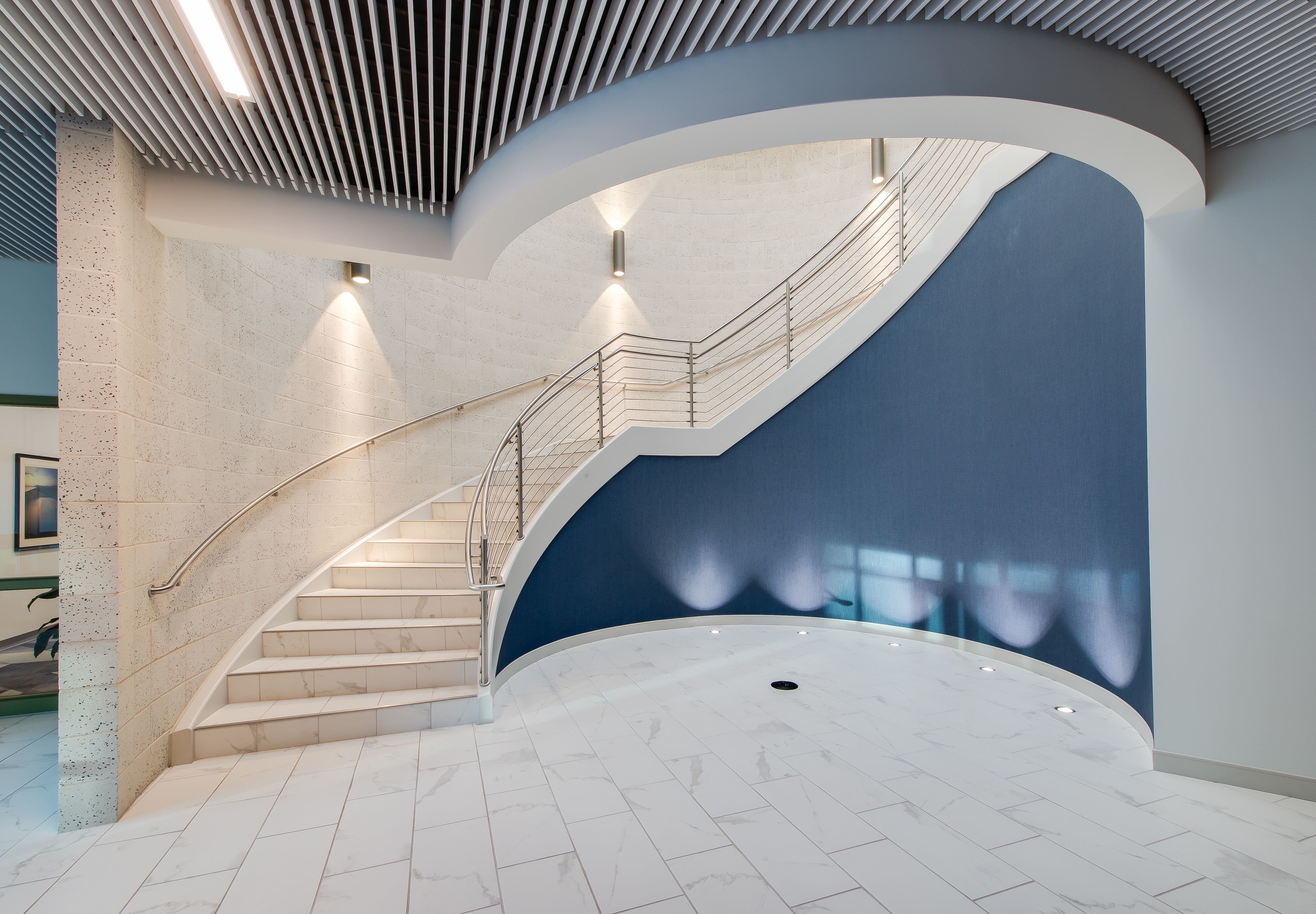 SKP Design Rx Optical Interior Stairway Lobby | SKP Design