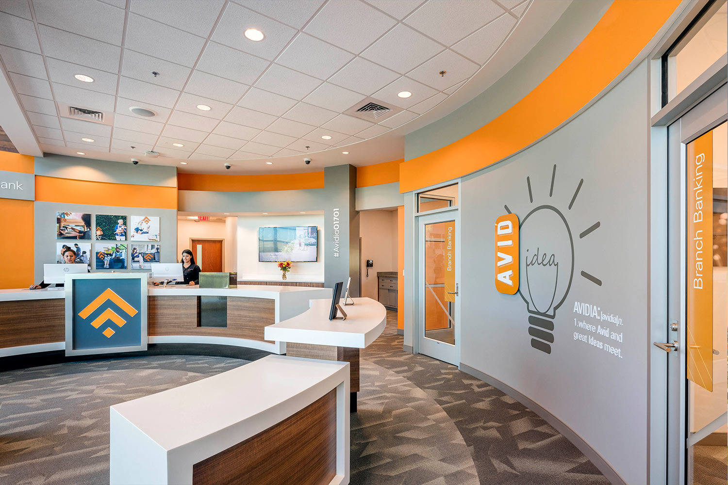 Studio Q Architecture Avidia Bank Bright Lobby Area Design | Studio Q ...