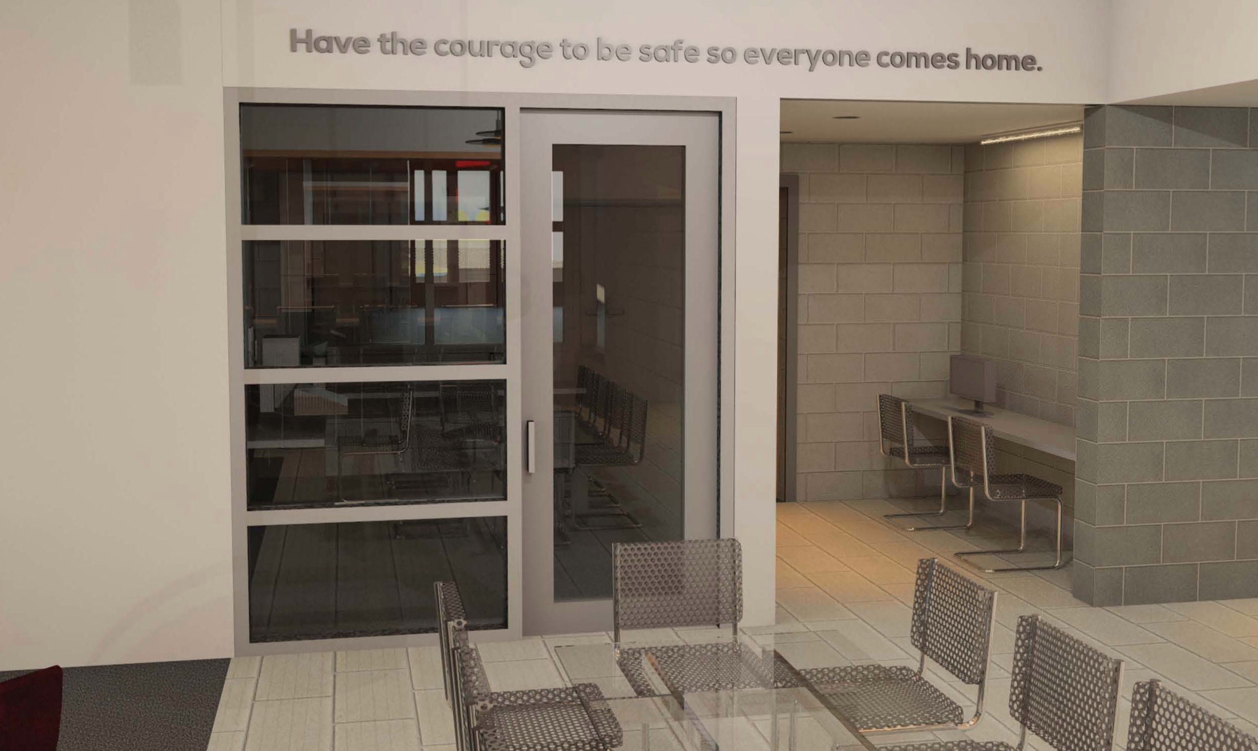 StudioQUA+D Sweetwater Fire Station lobby design | StudioQUA+D