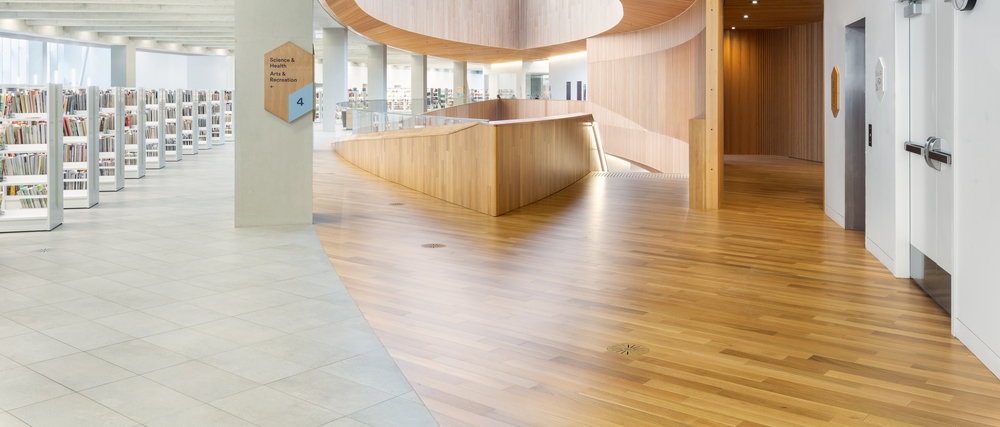 Tate Calgary Central Library Interior Book Stacks Stairway | Tate Inc.