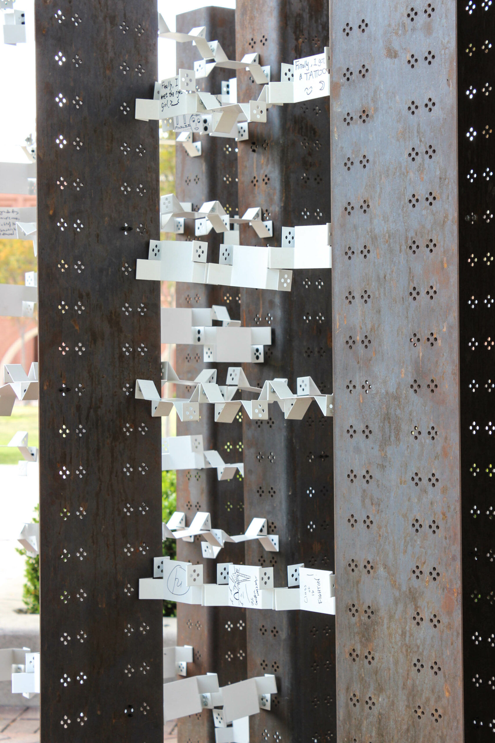 Vertebrae Architecture Micro-meld interactive installation folded metal ...