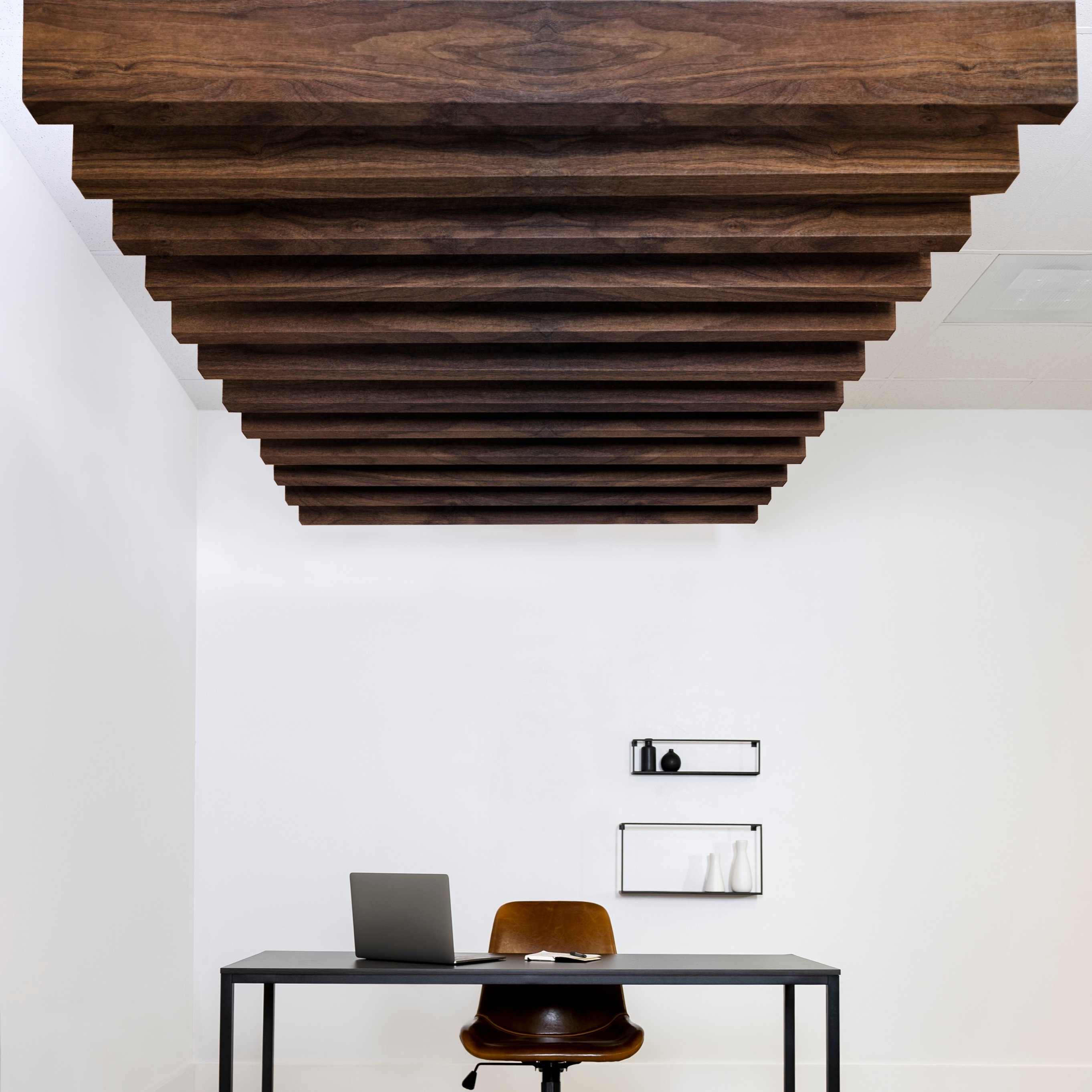 Wood Beams Acoustic Ceiling Panels in Office Area | MPS Acoustics