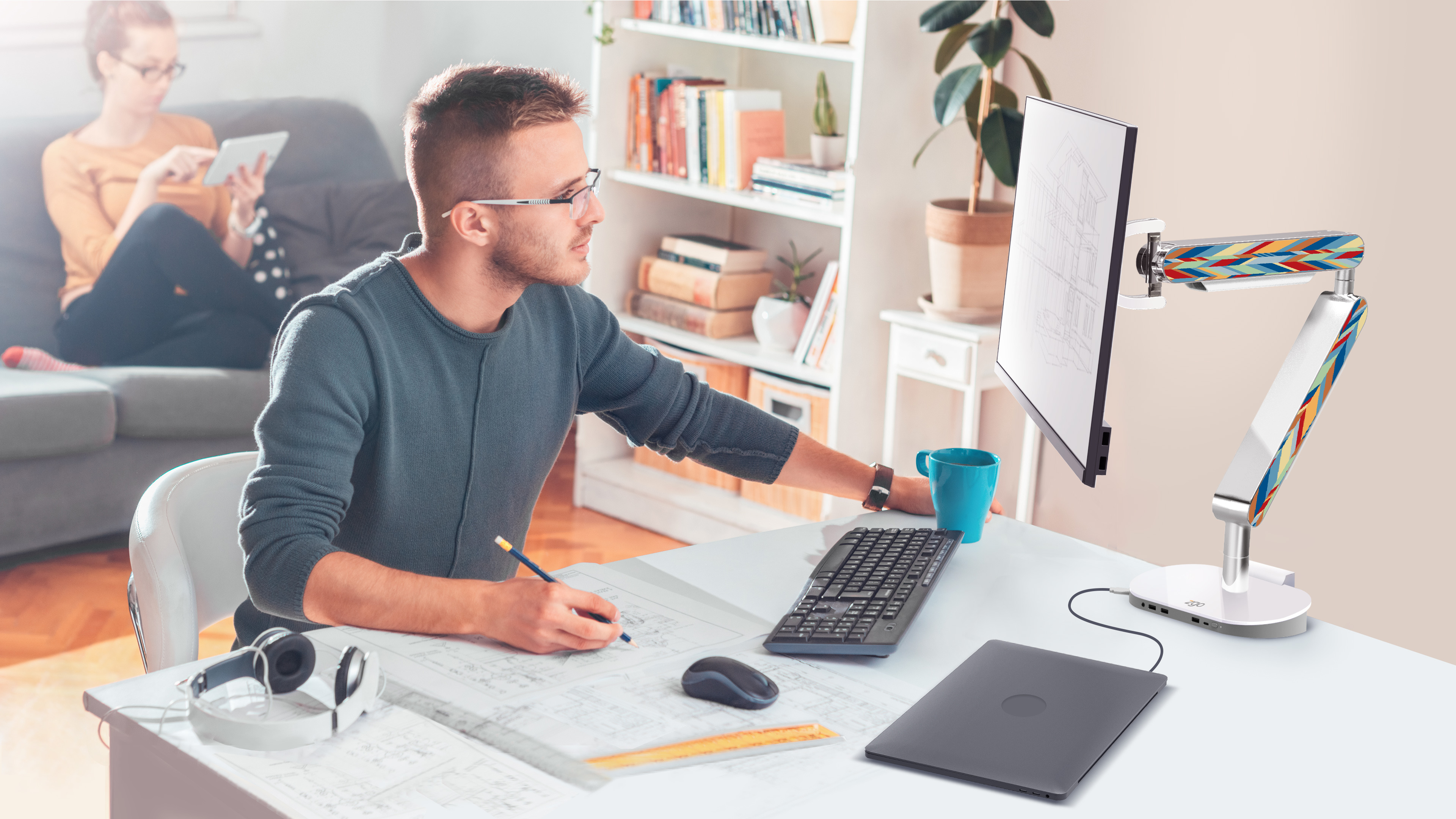 ZG1 White with dock and custom panels - WFH | Zgo Technologies